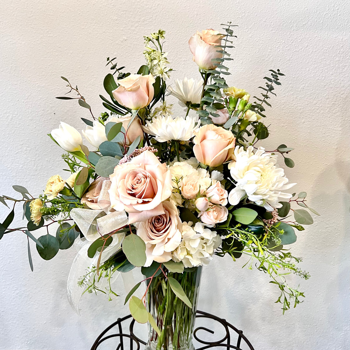 Pink + White Designers Choice Memorial Arrangement – The Flower Company